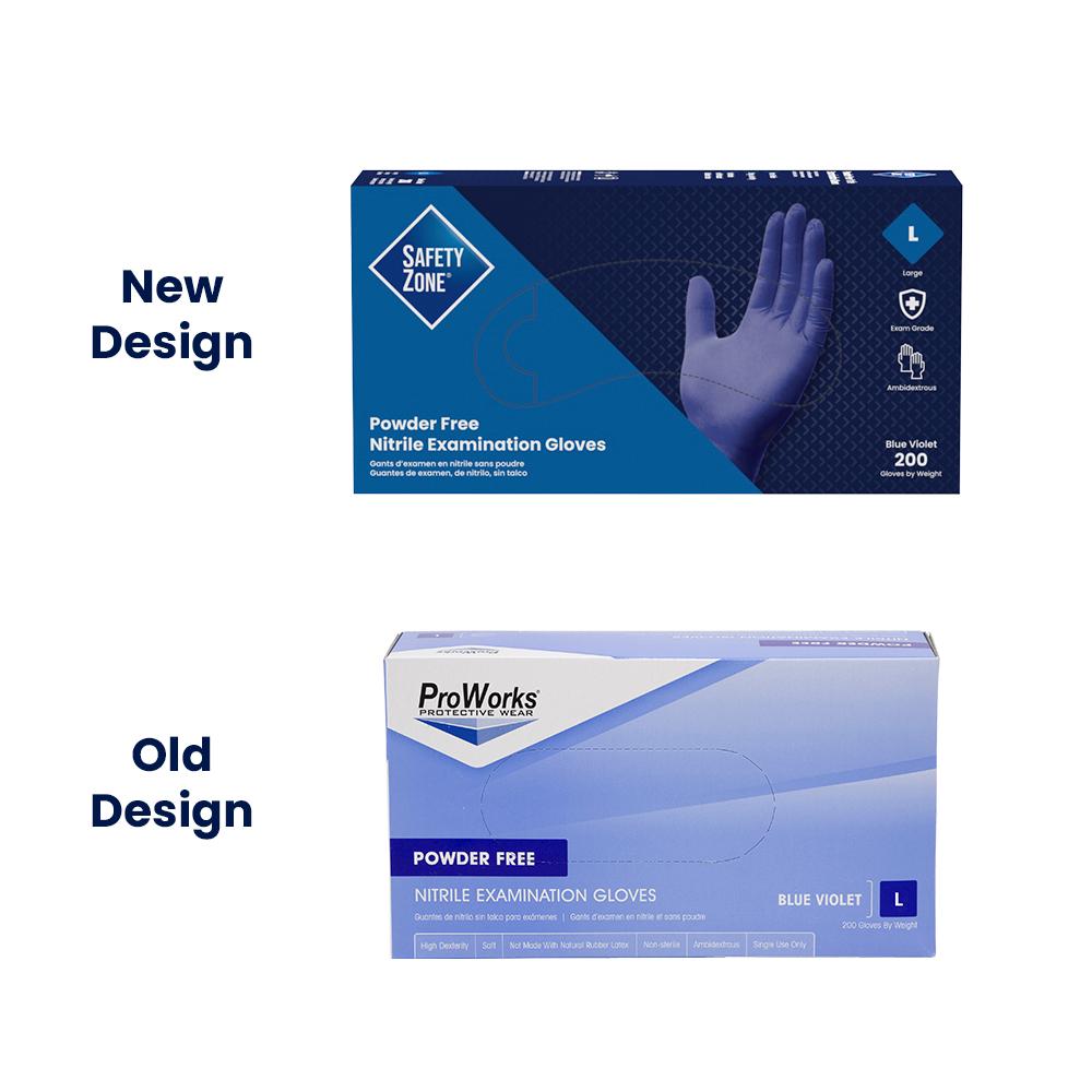 ProWorks Blue-Violet Nitrile Exam Gloves, Powder-Free, 3 mil (HOS-GL ...