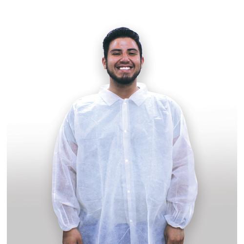 PHARMA-COAT Lab Coat Polypro EW NP Snap Front White
