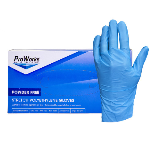 Shop ProWorks® Stretch Polyethylene Blue Gloves Large 200 x 10 GL-SP200BL